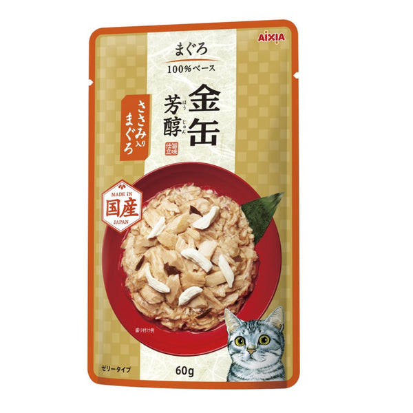 [Bundle of 12] Aixia Kin Can Rich Pouch Cat food 60g Tuna Dried Skipja ...